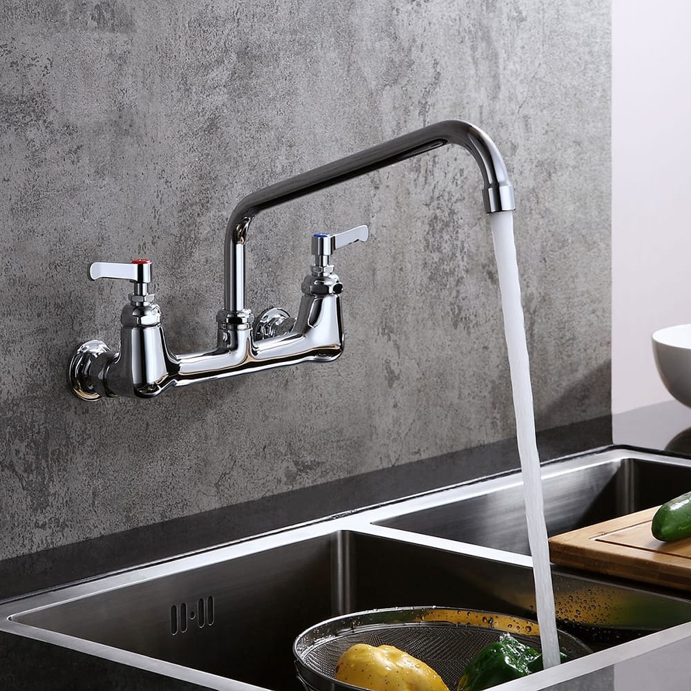Commercial Wall Mount Kitchen Mixer Tap 12" Swing Spout Chrome 8 ...