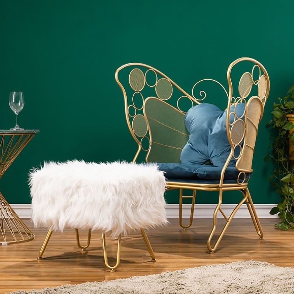 Blue Butterfly Accent Chair Upholstered Velvet Chair Modern Accent ...