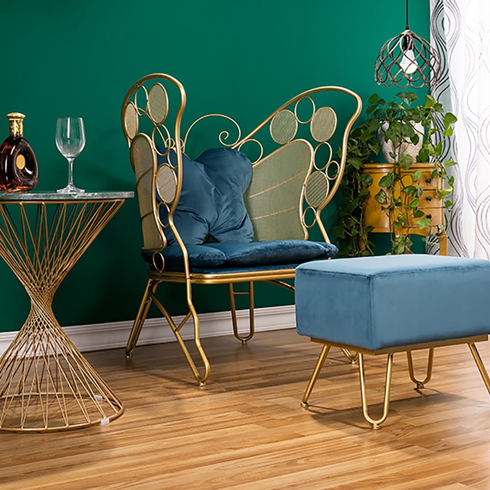 Blue Butterfly Accent Chair Upholstered Velvet Chair Modern Accent ...