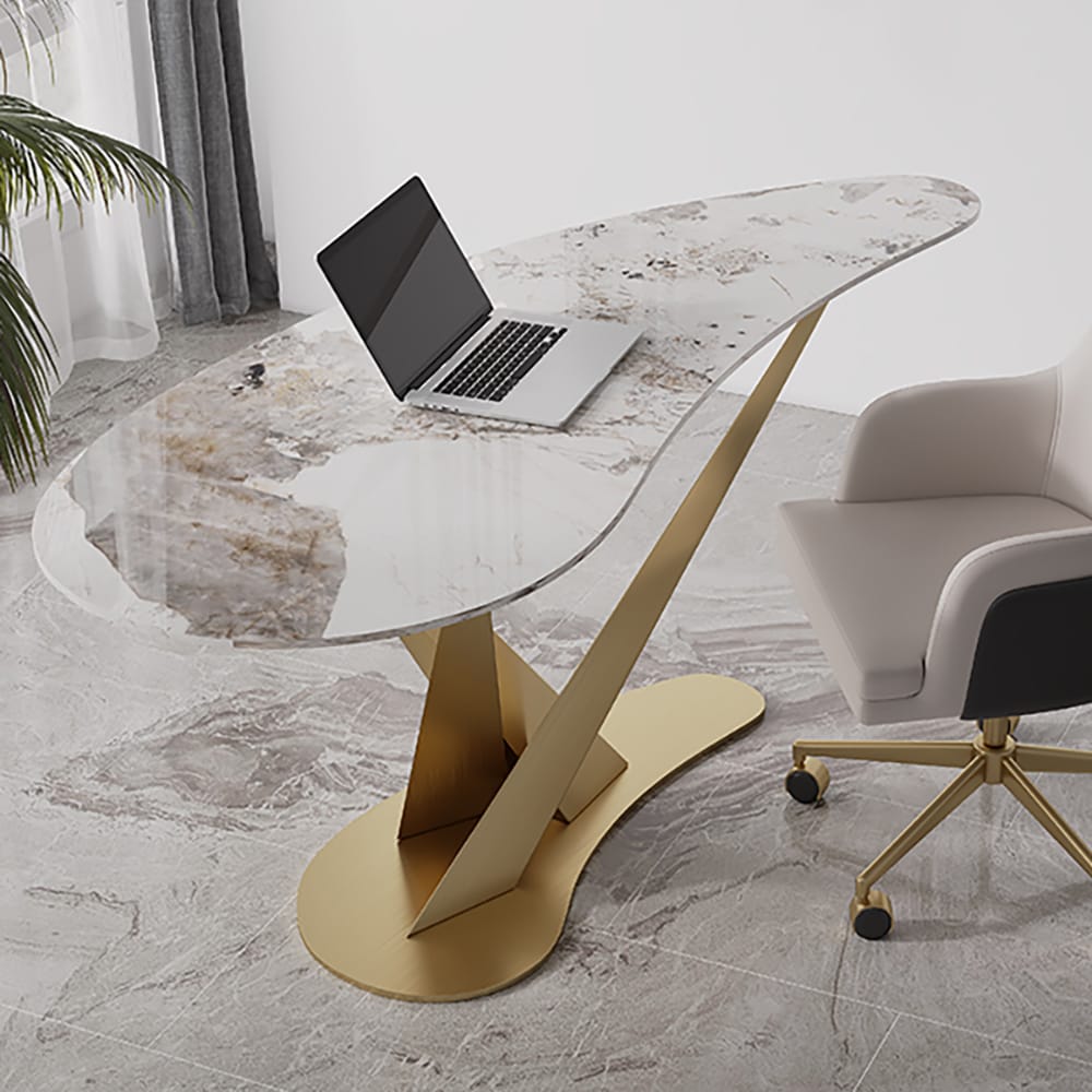 1400mm Creative Desk for Home Office Sintered Stone Top Stainless Steel ...