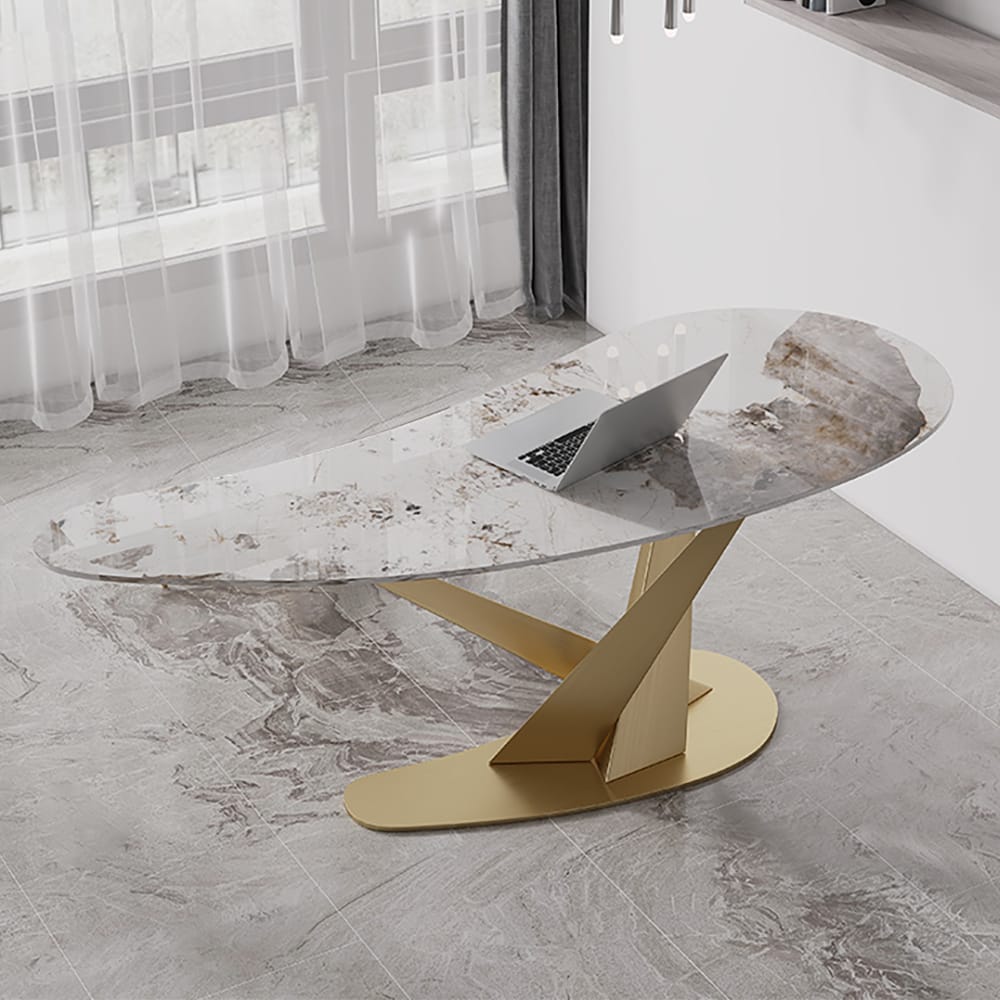 1400mm Creative Desk for Home Office Sintered Stone Top Stainless Steel ...