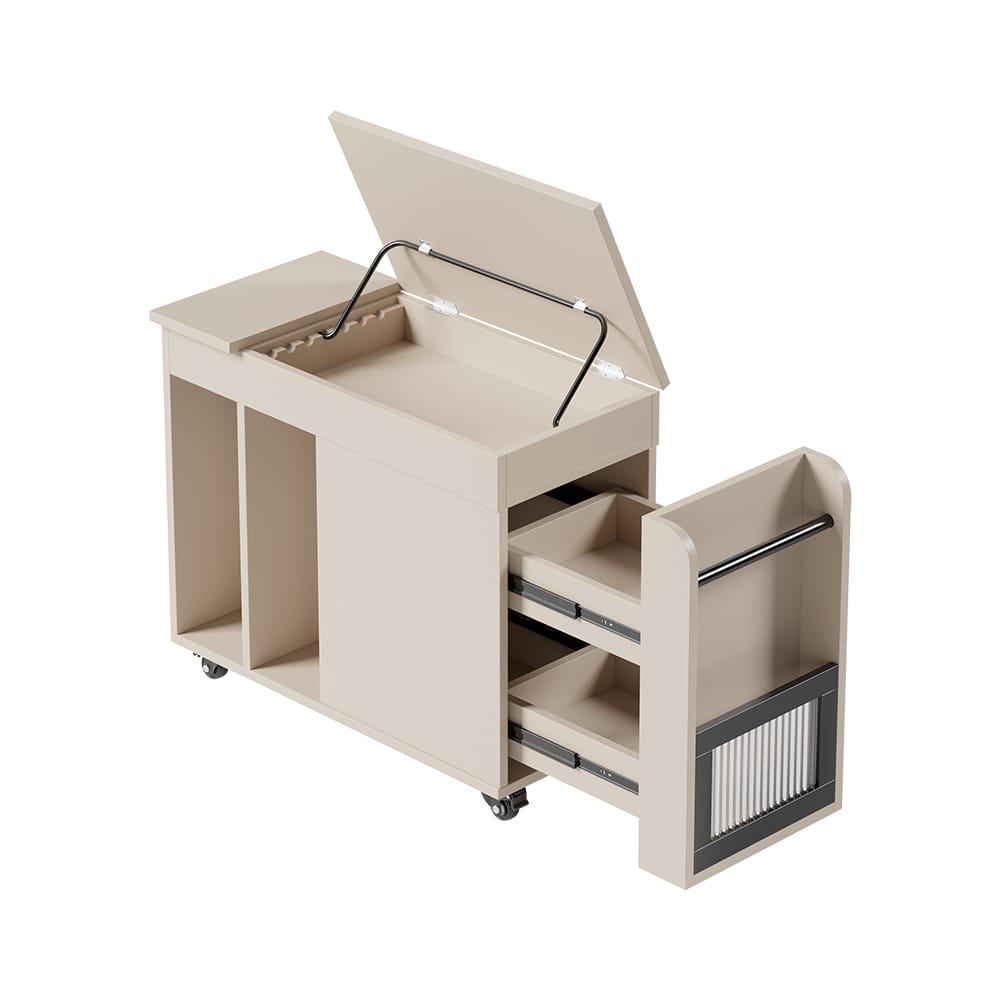 Multifunctional Wooden Height Adjustable End Table with Storage Drawers ...