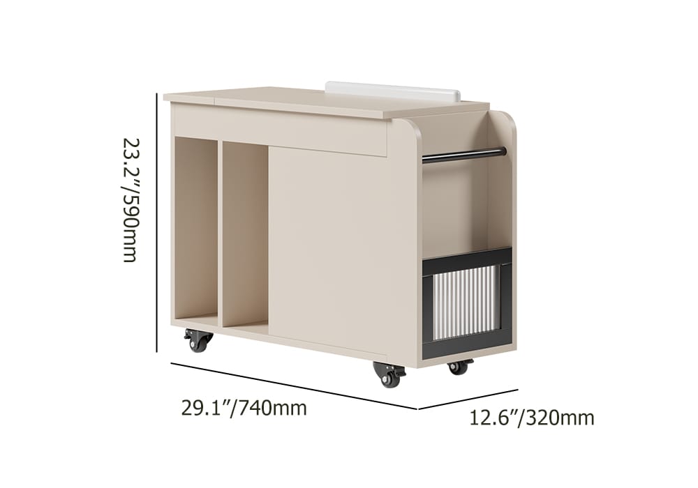 Multifunctional Wooden Height Adjustable End Table with Storage Drawers ...