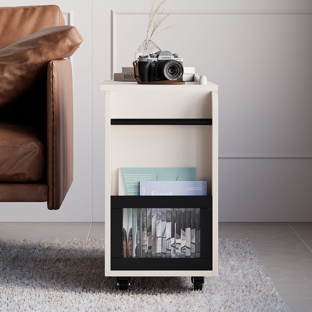 Multifunctional Wooden Height Adjustable End Table with Storage Drawers ...