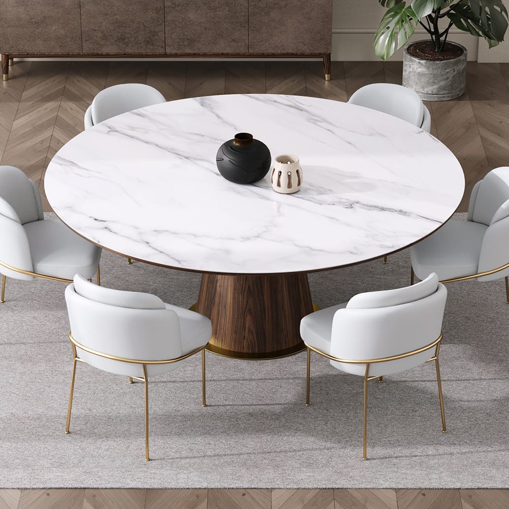 Mid-Century Modern 7 Piece Dining Room Sets 1200mm Round Dining Table ...