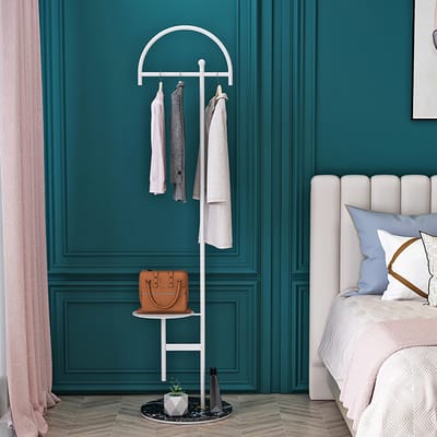 Modern Freestanding Metal Cloth Rack with Table-Homary