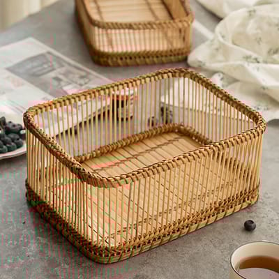 Rustic Modern Desk Organizer in Rattan-Homary